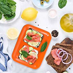 DOITOOL Appetizer Serving Tray Melamine Rectangular Fruit Platter Salad Steak Serving Plate Dish for Home Restaurant Orange