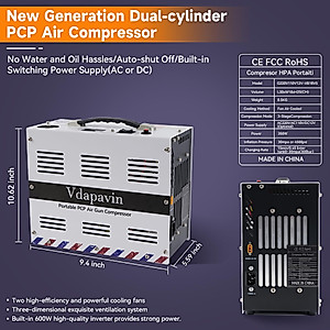 Pcp Air Compressor,4500psi 30mpa/300 Bar Automatic Stop Pump,Oil/Water Free,Powered By Car 12v Dc Or Home 110v Ac,Paintball Air Compressor,Scuba Air Compressor