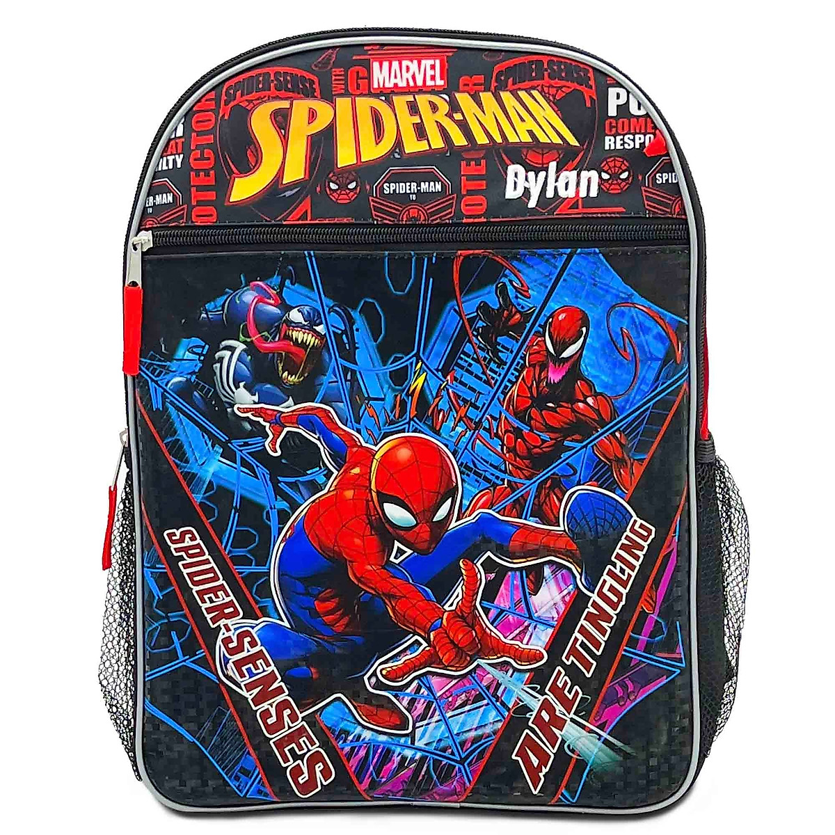 DIBSIES Personalized Spider Superhero Backpack, Lunch Bag, Carabiner Clip, and Character Keychain