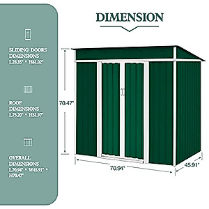 Oakmont Outdoor 4×6 FT Storage Shed Walk-in Garden Tool House with Double Sliding Doors, Steel Cabin Yard Lawn (Green)