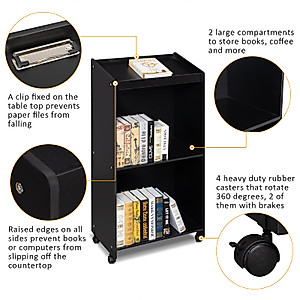 VINGLI 46.5”H Portable Podium Stand Mobile Lectern Podium with Storage Compartments, Pulpits for Churches, Reception Desk Checkout Stand for Meeting Room, Auditorium, Classroom and Reception, Black