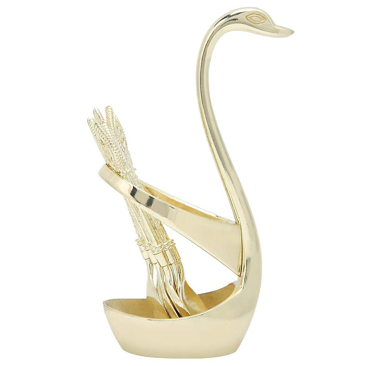 Rust-Proof Spoon Holder, Elegant Flatware Organizer, for Tableware Kitchen(Golden Cygnus + 6 spoons)