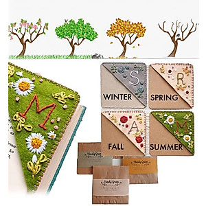 3 Pieces Personalized Hand Embroidered Letter Corner Bookmark, Corner Bookmark, Wedding Gifts Page Corner Bookmark, Lovely Flower Page Marker, Book Decoration (3 Pieces Custom,Customised Letters)