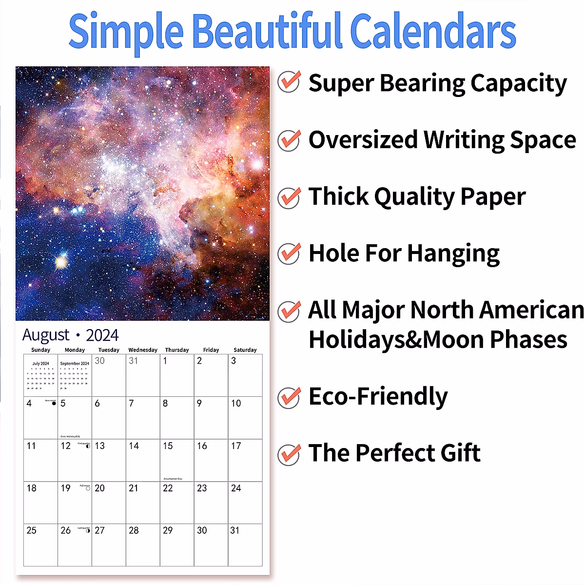 2024 Wall Calendar,Calendar 2024, November 2023 - December 2024, Wall Calendar UNIVERSE, 12" x 24" Opened,Full Page Months Thick & Sturdy Paper for Gift Perfect Calendar Organizing & Planning