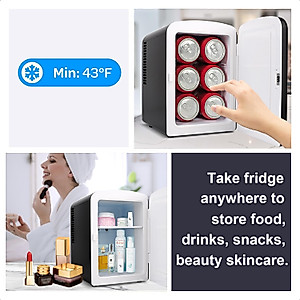 Living Enrichment Mini Fridge 4 Liter 6 Can Skincare Fridge, AC 120V DC 12V Portable Small Refrigerator Cooler and Warmer for Skincare, Foods, Medications, Bedroom, Travel and Car - Black