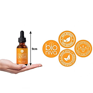 Bioniva Vitamin C Face Serum Facial Skin Care Products Vitamin C Serum Jojoba Oil Vitamin E Oil Hyaluronic Acid Aloe Vera Gel Moisturizing Anti Aging Wrinkle Smoothing Fine Lines Vegan Organic 1oz