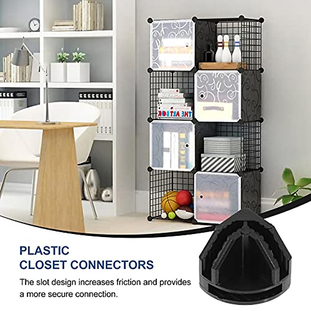 ARTIBETTER 20Pcs Cube Organizer Connector Plastic Cube Connector Wire Cube Connectors Closet Storage Organization (Black)