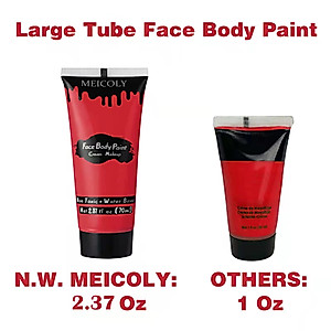 MEICOLY Devil Red Face Body Paint,2.37Oz Large Tube Water Based Washable Face Paint for Halloween Makeup,Cream Full Body Paint for Adults and Kids,Face Painting for Clown Joker Demon Vampire Spiderman