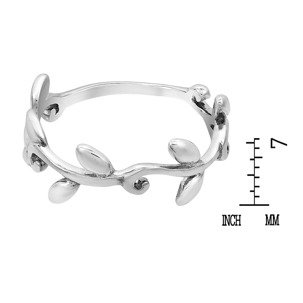 AeraVida Peaceful Elegance .925 Sterling Silver Olive Branch Ring | Minimalist Leaves Silver Ring for Women | Adorable Silver Ring Accessory for Nature Lover | Anniversary Jewelry Gift | Size (7)