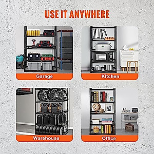 VEVOR Storage Shelving Unit, 5-Tier Adjustable Storage Shelves, 48" L x 24" W x 72" H Heavy Duty Garage Storage Shelves, Metal Shelves for Kitchen Pantry Basement Bathroom Laundry