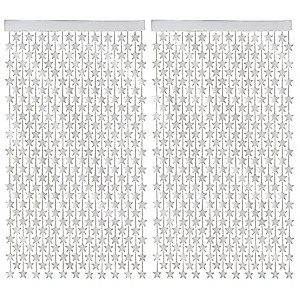 xo, Fetti Silver Star Foil Curtain Party Decorations - Set of 2 | Fourth of July, Bachelorette Matte Fringe Backdrop, Birthday Photo Booth,Wedding, New Years Eve