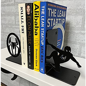 HeavenlyKraft Superhero Decorative Metal Bookend, Non Skid Book End, Book Stopper for Home/Office Decor/Shelves, 5.9 X 3.9 X 3.14 inch per Piece, Support Outside