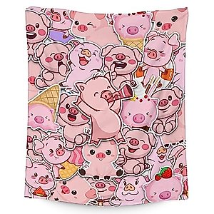 Pig Blanket Gifts - 50x60 Inches Cute Throw Blanket for Women & Girls - Pink Soft Fuzzy Plush Blankets for Bed, Couch, Sofa