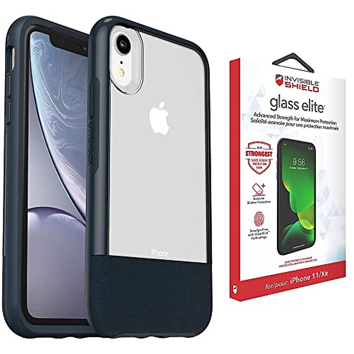 OtterBox Statement Series for iPhone XR Case with ZAGG Screen Protector, Extreme Shatter Protection - Bundle - (Clear/Dark Jade)