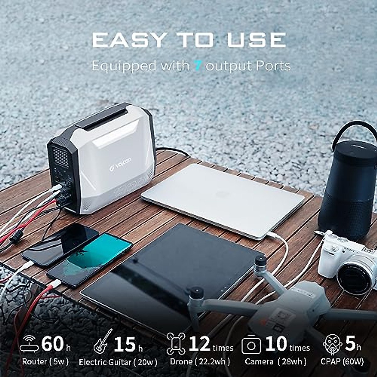 Portable Power Station-299Wh 300W(Peak 600W) Outdoor Generators - ENERGON 300 LiFePO4 Backup Battery, 3000 Cycles, 1.8-Hour Fast Charging - Lightweight Solar Generator - Ideal for Camping/RVs/Home Use