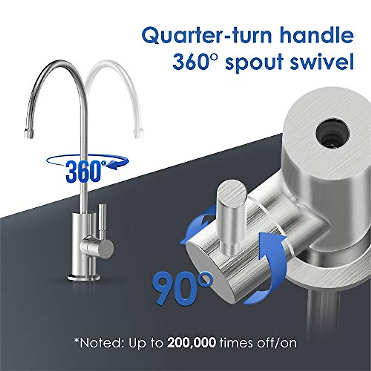 Waterdrop Drinking Water Faucet, Reverse Osmosis Faucet, RO Faucet, Filtered Water Faucet, Water Dispenser Faucet, Water Filter Faucet for Kitchen Sink, Beverage Faucet, Stainless Steel, Lead-Free