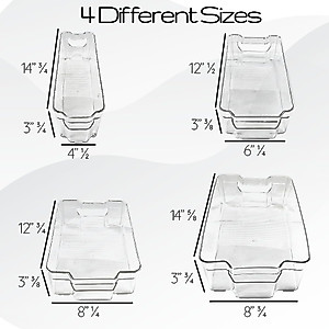 Ceybo Original Set of 4 Durable Refrigerator Food Storage Organizer Bins Variety Pack for Fridge, Freezer, Kitchen Cabinet and Pantry, Dishwasher Safe