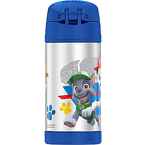 THERMOS FUNTAINER 12 Ounce Stainless Steel Vacuum Insulated Kids Straw Bottle, Paw Patrol
