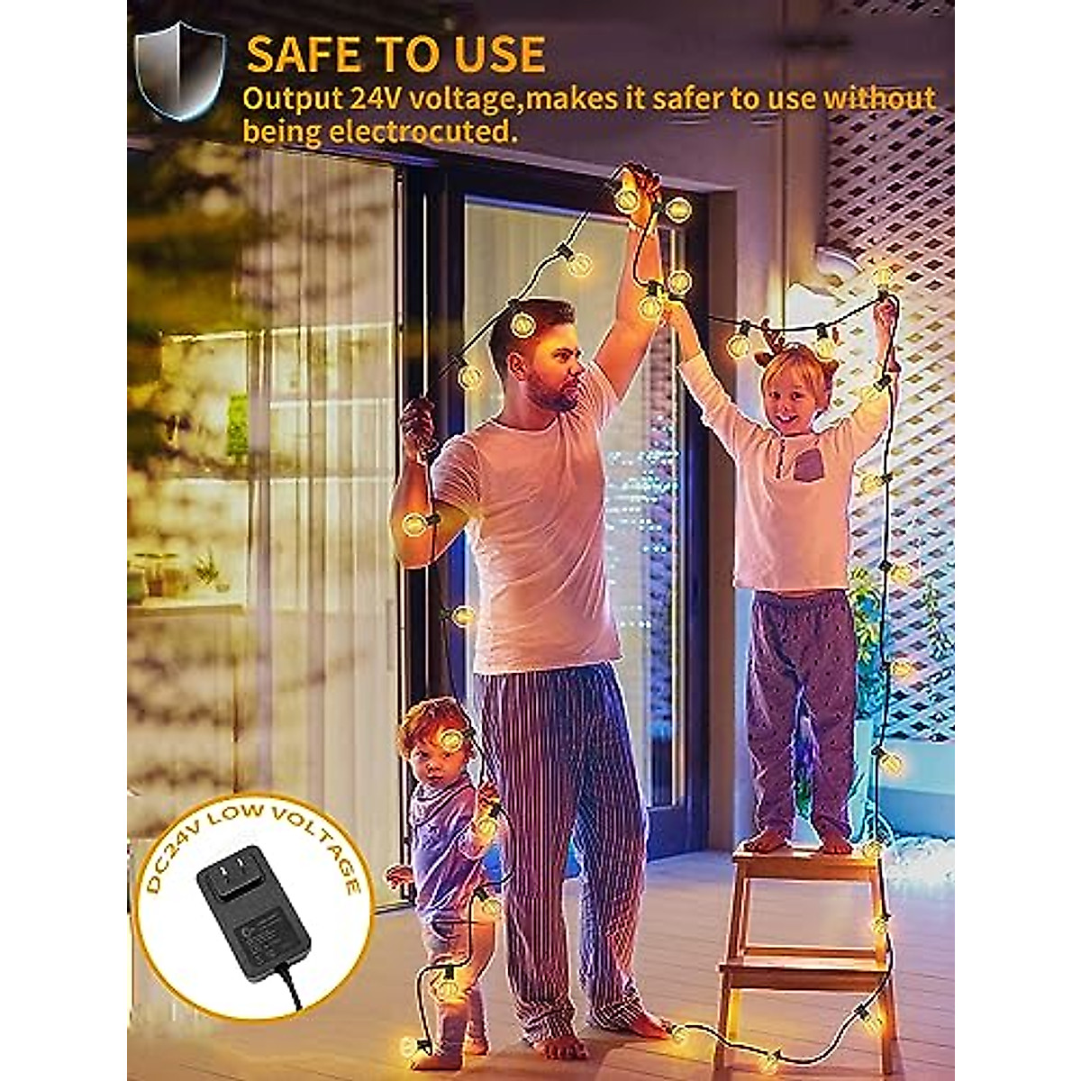 Yuusei Outdoor String Lights with Remote, 25Ft Dimmable LED Patio String Light with 12+1 Shatterproof G40 Bulbs, IP45 Waterproof Linkable Hanging Lights for Yard, Bistro, Porch,Cafe,2500K Warm White