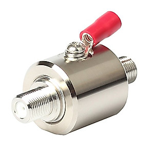 Lightning Surge Protector F Female to F Female DC-3 GHz 75 ohm with 90 V Gas Tube Surge Arrester (Lightning Arrester F Female to Female)