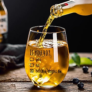 40th Birthday Gifts for Women and Men Wine Glass, Birthday Decorations for Women, Funny Is You 40 Gift Idea for Wine Lovers, 40 Year Old Birthday Gifts for Him, Her, Mom, Dad, Husband, Wife - 16oz