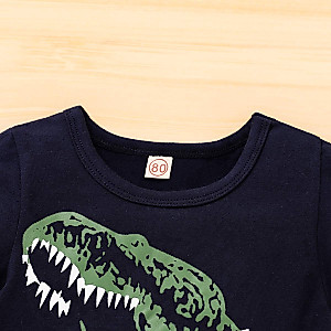 SEVEN YOUNG Toddler Baby Boy Summer Clothes Dinosaur Printed Short Sleeve T-Shirt Top + Short Pants 2pcs Boys Outfit Set (Green, 4-5 Years)