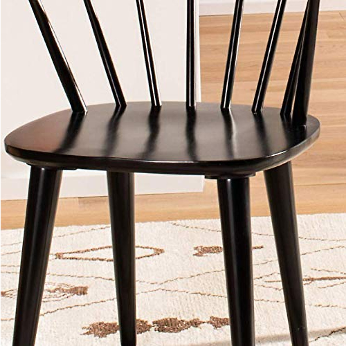 Safavieh Home Collection Blanchard Black Curved Spindle Side Chair, Wood, (Set of 2)