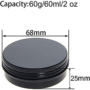 Othmro 20pcs 2oz Metal Round Tins Aluminum Tin Cans Containers with Screw Lid, 68 * 25mm(DxH) Black tin cans for Salve, Spices, Lip Balm, Tea or Candies 60ml