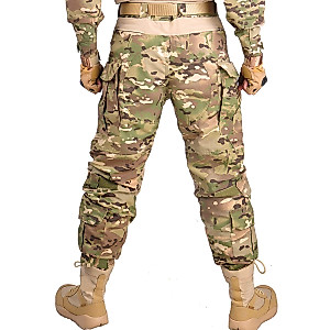 HAN·WILD Combat Pants Tactical Pant with Knee Pads Multicam Rip-Stop Trousers Airsoft Hunting Pants