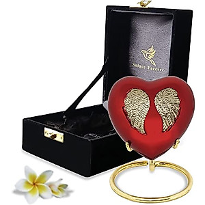 Red Heart Keepsake Urn - Mini Heart Cremation Urn with Stand & Box - Small Angel Heart Urn for Human Ashes - Honor Your Loved One with Red Urn Heart Shaped - Perfect for Adults & Infants