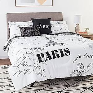 Casa J'Adore 5-Piece Comforter Set, Full,Black and White