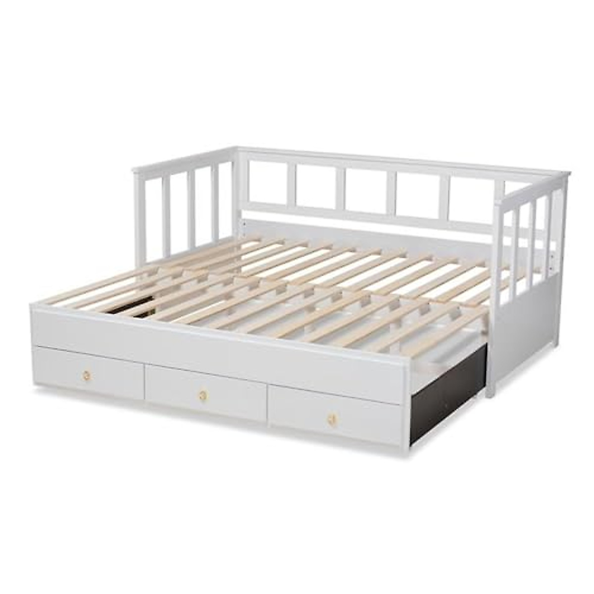 BOWERY HILL White Finished Expandable Twin Size to King Size Daybed