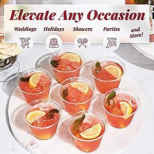 Prestee Clear Plastic Party Cups Disposable - PET Clear Water Plastic Cup Disposable - Plastic Wine Cups - Clear Disposable Cups - Small Cups - Plastic Drinking Cups (50ct 9oz)