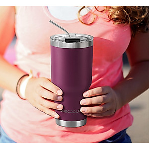 DLOCCOLD 30 oz Tumbler with Lid and Straw, 18/8 Stainless Steel Vacuum Insulated Coffee Tumbler,Insulated Travel Mug Water Cup with Leak-Proof Flip Lid,Metal Straw,Cleaning Brush & Gift Box