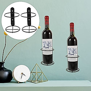 BESTonZON 2pcs Wall Mounted Wine Rack Single Wine Bottles Display Holder Rustic Champagne Storage Organizer Hanging Beer Shelf for Kitchen Dining Room Bar