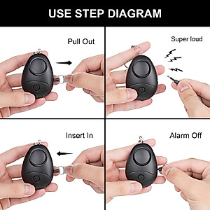 Personal Alarm, Safe Sound Security Personal Alarm for Women,Kids, Elderly, Emergency Safe Personal Alarm Black