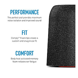 Comply Professional Noise Isolating Earphone Tips for NuForce, ISOtunes PRO, Q-Jays, Etymotic Research, Westone, Shure & More P-Series Memory Foam Replacement Earbud Tips (Medium, 3-pairs)