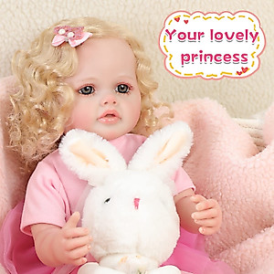 QARUQASE Lifelike Reborn Baby Dolls - 22inch Realistic Baby Doll Newborn Baby Dolls Full Vinyl Body Poseable Real Life Baby Dolls Girl with Hair for Kids Age 3+