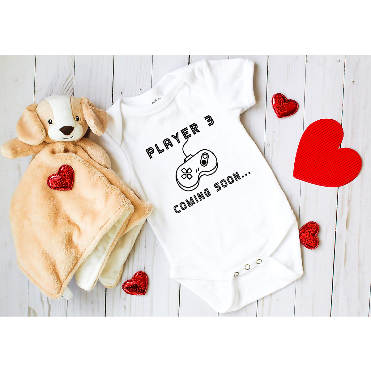 Ink Trendz Player 3 Coming Soon... Baby Pregnancy announcement Baby Coming Soon Infant Onesie Bodysuit Romper