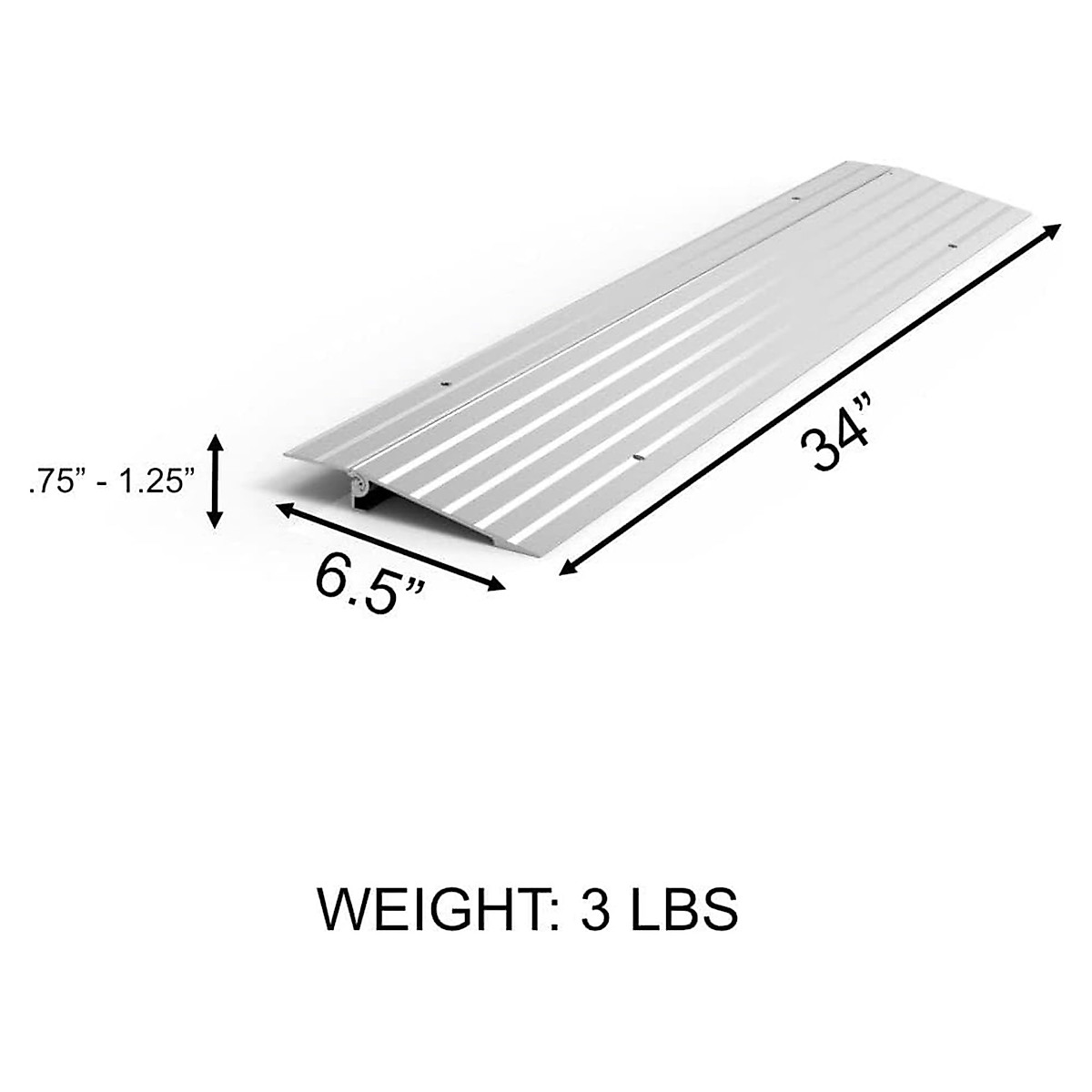 EZ-ACCESS Transitions Portable Self Supporting Aluminum Modular Entry Threshold Ramp Ideal for Doorways and Raised Landings, 1 Inch