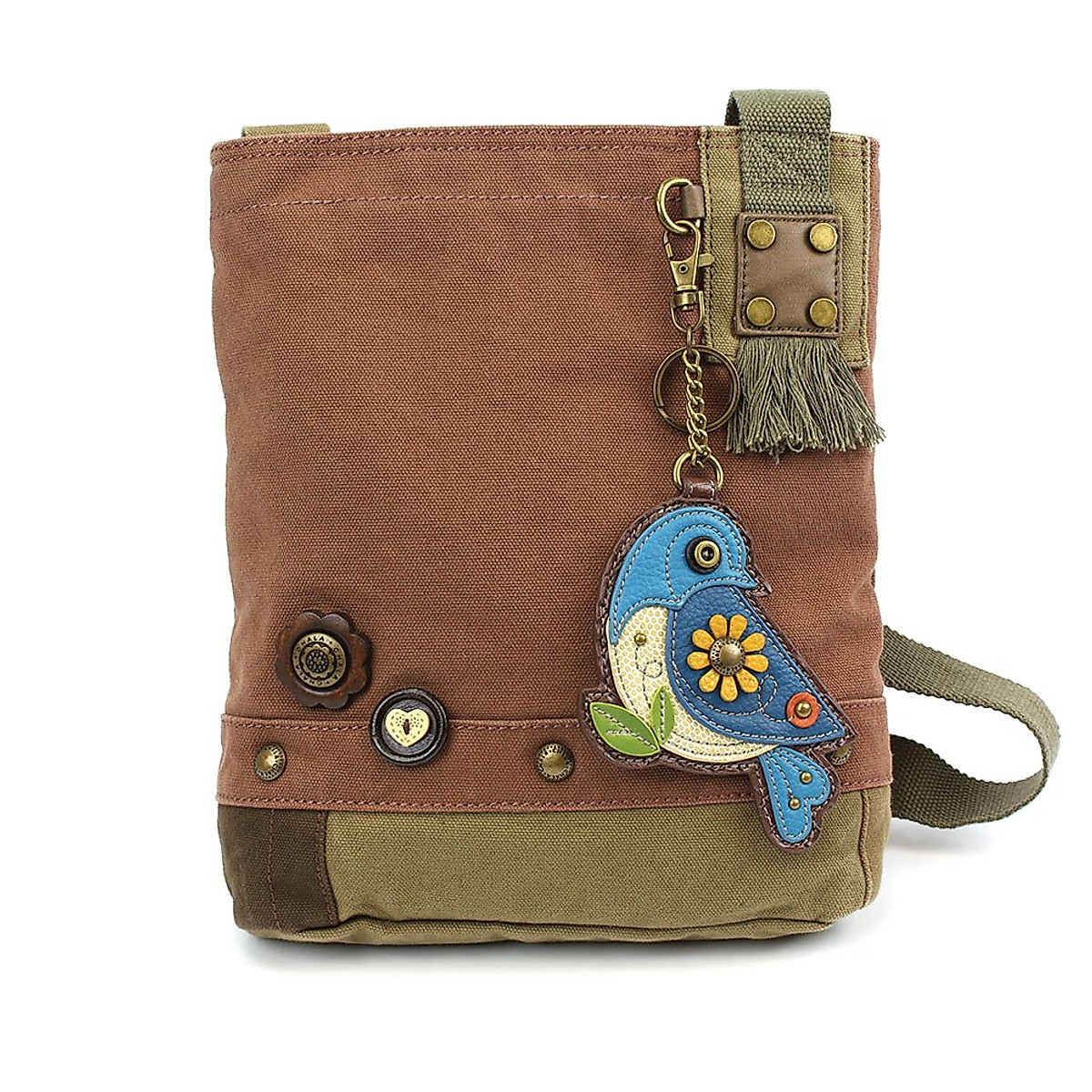 CHALA Patch Cross-Body Women Handbag, Canvas Messenger Bag - Mauve (Blue Bird)