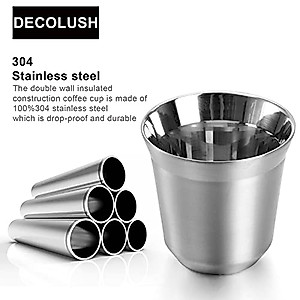 SOUJOY 4 Pack Espresso Cup, 2.7oz Stainless Steel Double Wall Insulated Coffee Cup, Heat Resistant Cup, Unbreakable Demitasse Cup For Drinking, Coffee, Beverages