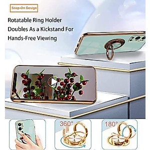 Jancyu Compatible with Oneplus 9 Pro case, Phone Cases for Oneplus 9 Pro with Ring Holder, 360 Degrees Protective Silicone Magnetic Car Holder (Green)