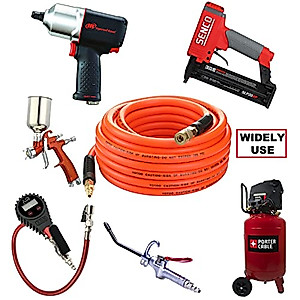 YOTOO Hybrid Air Hose 1/4-Inch by 50-Feet 300 PSI Heavy Duty, Lightweight, Kink Resistant, All-Weather Flexibility with 1/4-Inch Industrial Air Fittings and Bend Restrictors, Orange