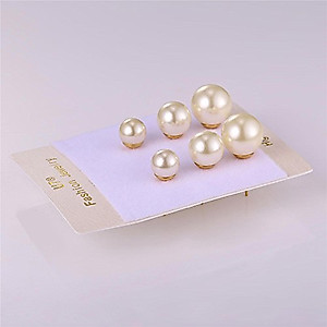 U7 Pearl Earrings for Women Surgical Stainless Steel Post Round 5mm 7mm 9mm Cultured Freshwater Pearls Ball Stud Earrings Set 3 Pairs