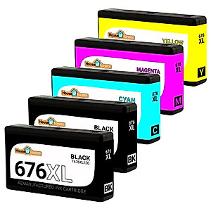 Houseoftoners Remanufactured Ink Cartridge Replacement for Epson 676 XL 676XL for Workforce Pro WP-4020 WP-4520 WP-4530 (2B CMY, 5PK)