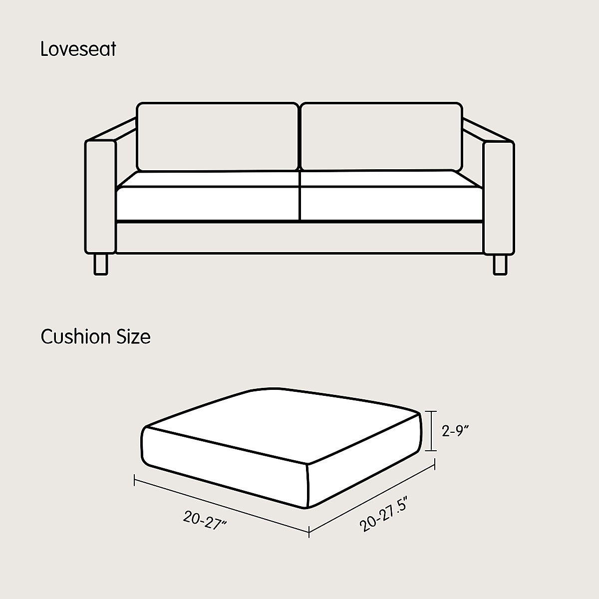 SUBRTEX Stretch Cushion Covers Couch Cushion Slipcovers RV Seat Covers Chair Loveseat Sofa Cushion Protector Spandex Elastic Furniture Protector for Seat (2 Packs, Sand)