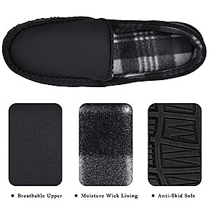 MIXIN Slippers for Men House Shoes Moccasin with Comfortable Memory Foam Indoor Outdoor Shoes Black 10.5