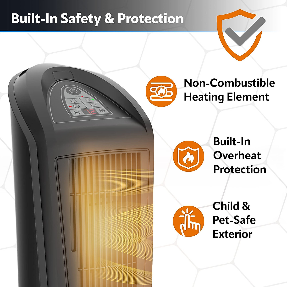 Lasko Portable Oscillating Indoor Electric Ceramic Tower Space Heater with Tip-Over Safety Switch, Overheat Protection, Timer and Remote Control, Safe for Home, 22.5 Inches,1500W, 751321, Black