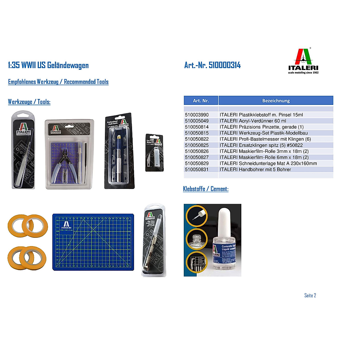 Italeri Models 1/35 Willys Jeep & Trailer Kit 0314S